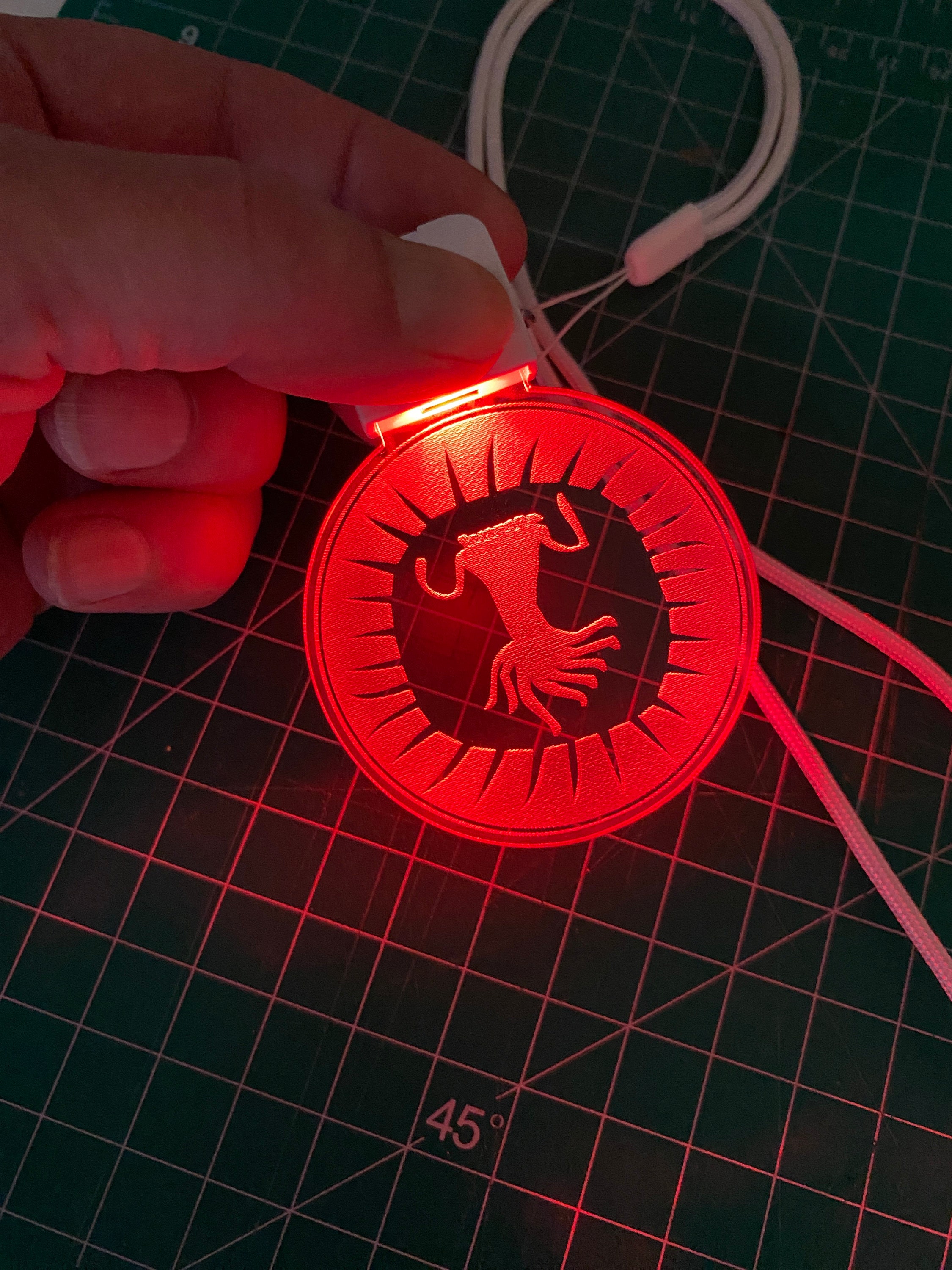 LED RGB Illuminated Lighted Keychain Acrylic Rechargeable Glowing Easy ...