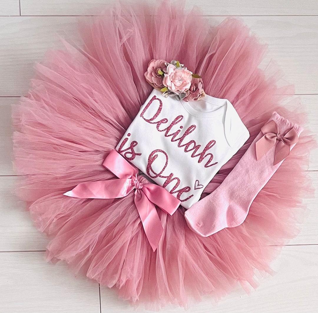 Baby Girls 1st First Birthday Outfit Personalised Top Tutu Skirt Cake ...