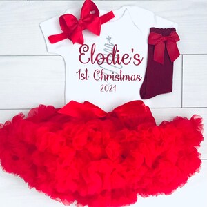 Luxury Girls My 1st First Christmas Outfit 2022 Set Tutu Skirt ...