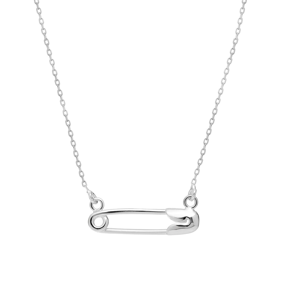 Dainty Sterling Silver Safety Pin Necklace: Adjustable Minimalist Chain ...