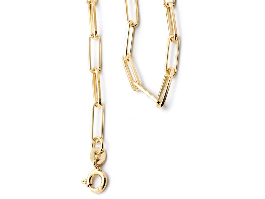 Paperclip Necklace Chain Gold Plated and Silver. 18k Paperclip Choker ...
