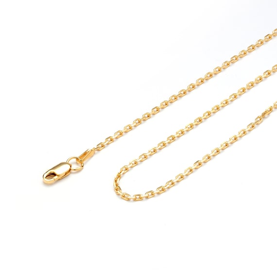 24k gold chain necklace in 1.4 mm Trace style for men and women. All sizes available short and long. Etsy