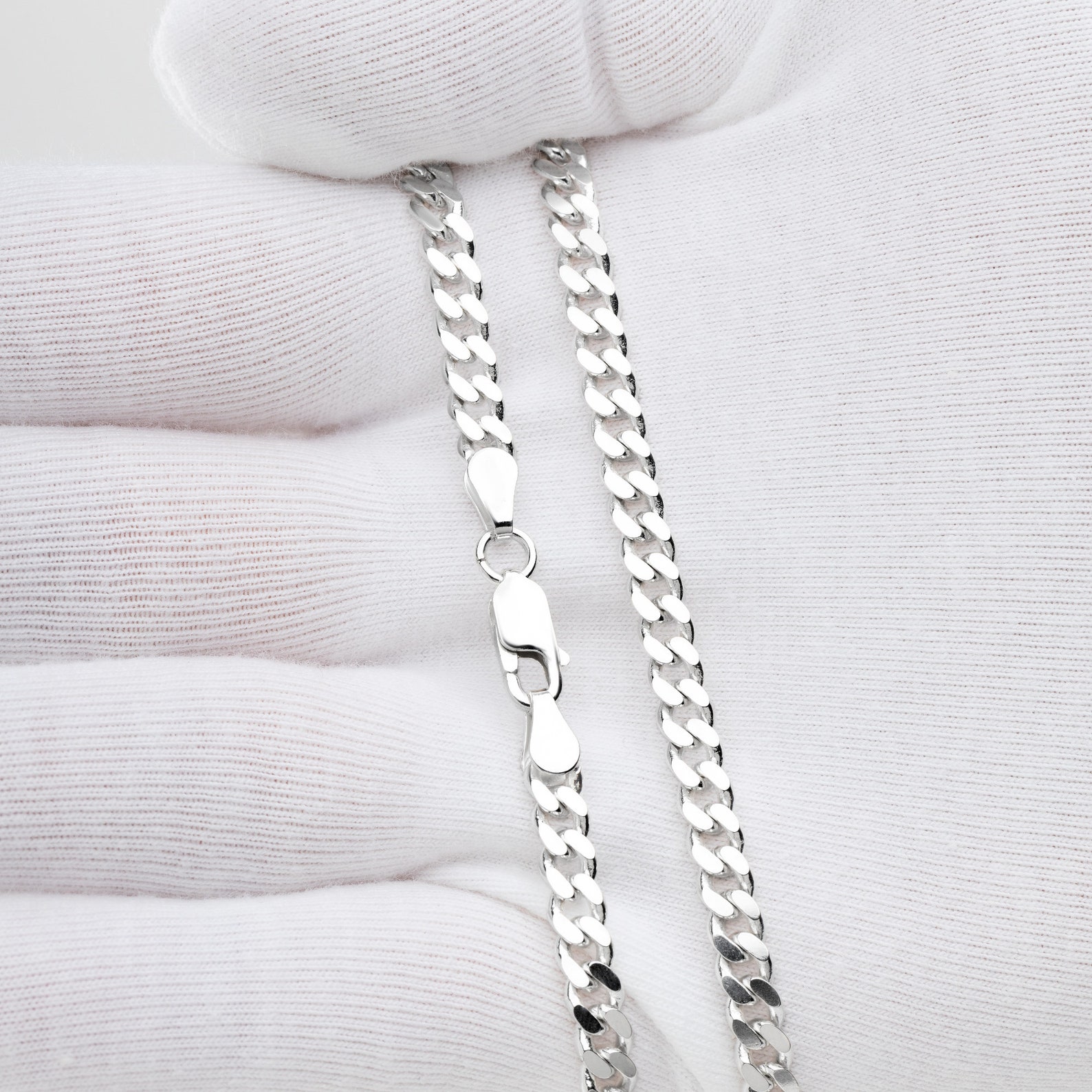 925 Sterling Silver Curb Chain Necklace Gift for Women or Men - Etsy