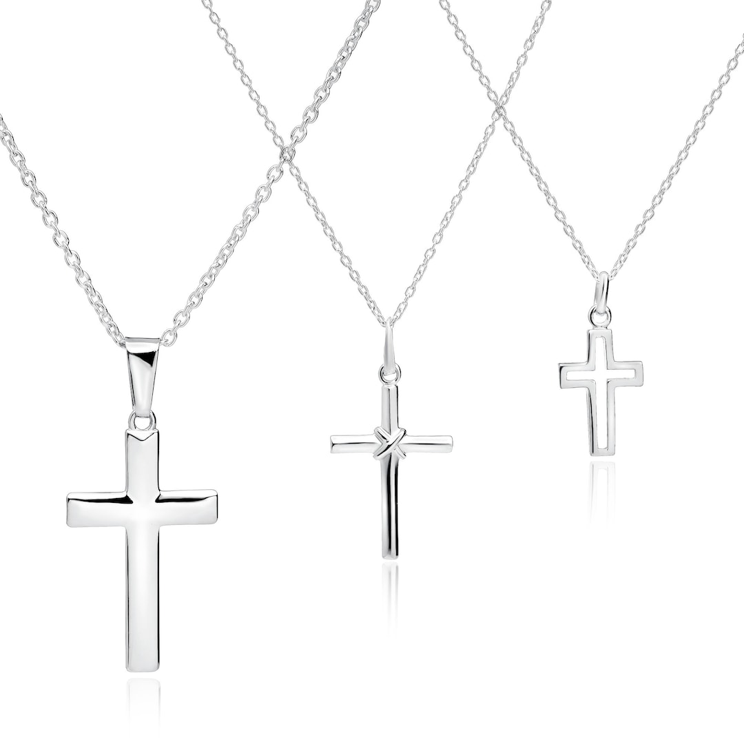 925 Sterling Silver Cross Necklace Chain With Silver Crucifix Pendants ...