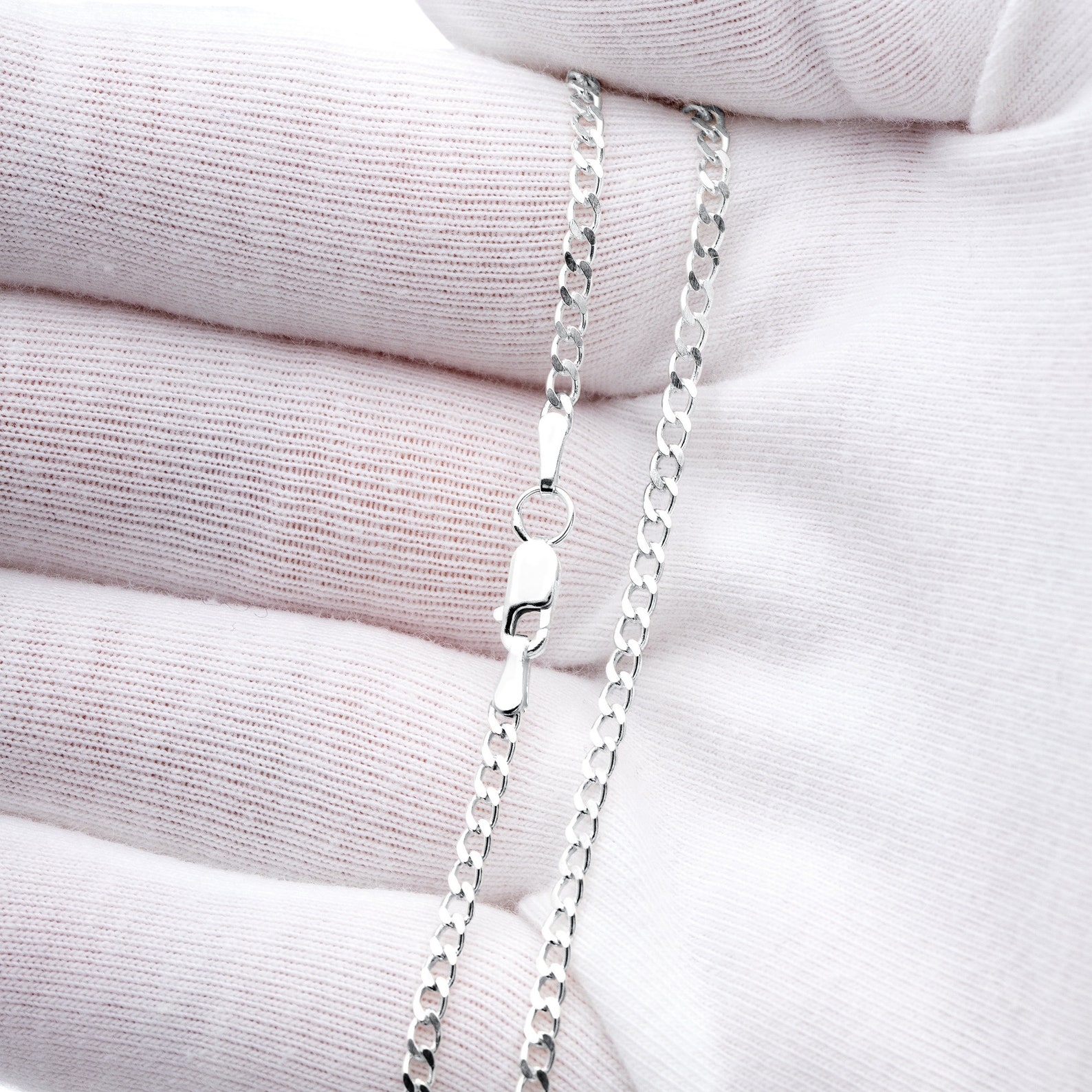 925 Sterling Silver Curb Chain Necklace Gift for Women or Men - Etsy