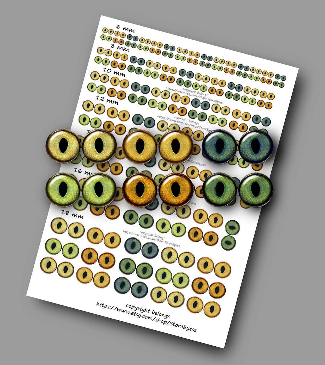Realistic Eyes for Cat With Vertical Pupil Taxidermy Digital Collage ...