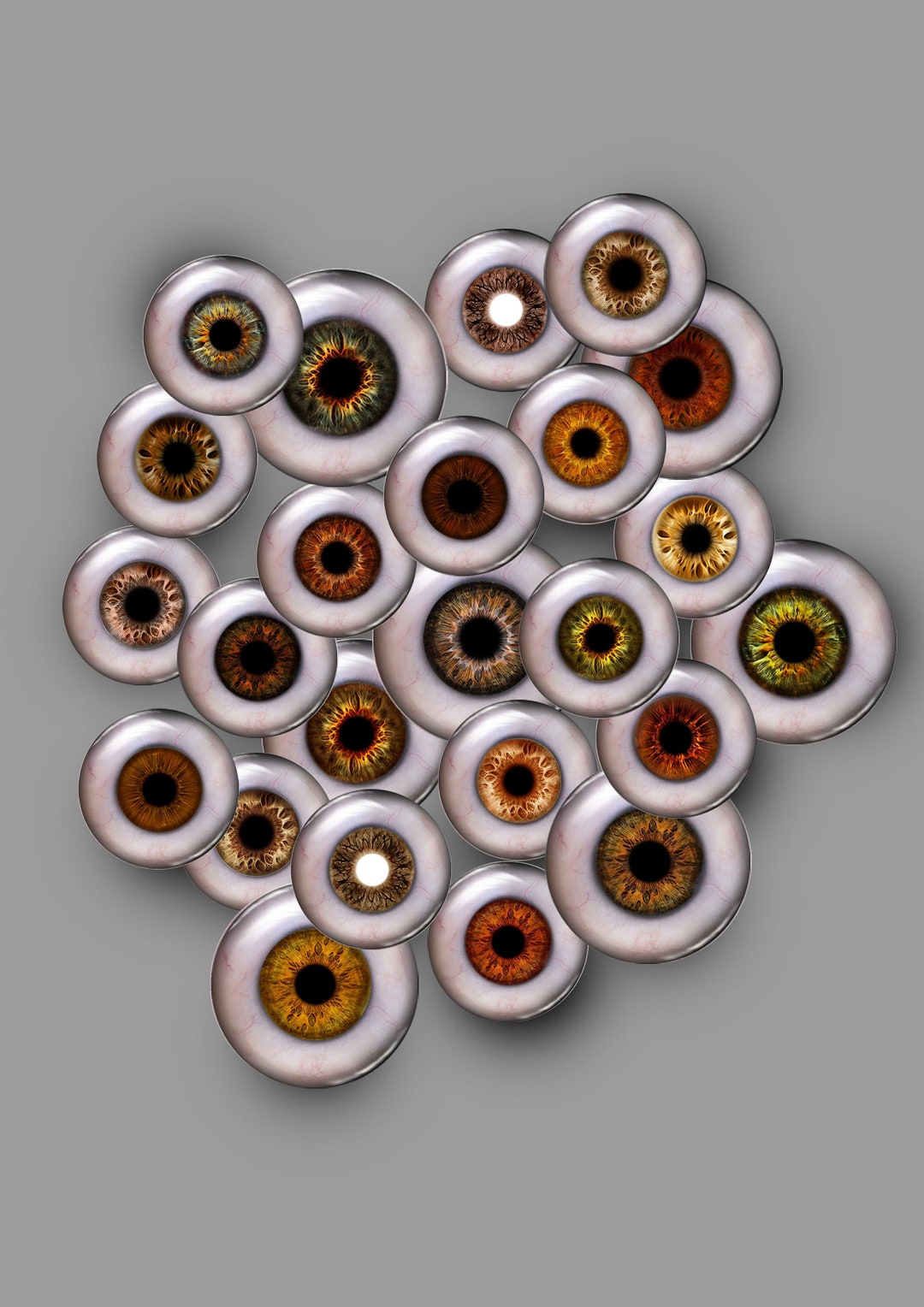 20 Mm 25 Mm 30 Mm Eyeball Printable Eyechip Doll Brown Hazel Eyes ...