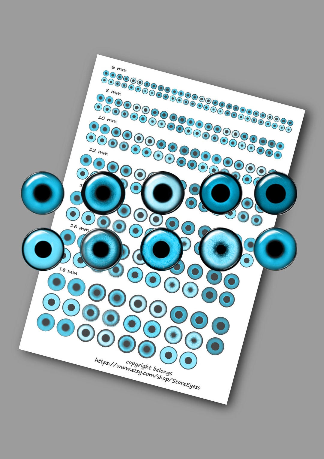 Realistic Blue Turquoise Aquamarine Eyes With Round Pupil Digital ...