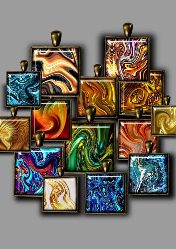 Mixed Marbles Squares and Scrabble Tiles Digital Collage | Etsy