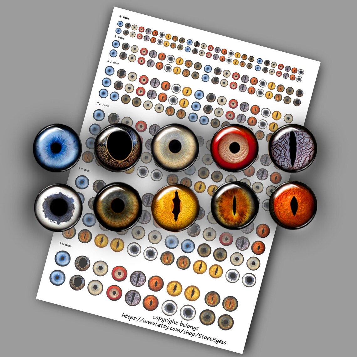 Realistic Eyes With Pupil Digital Collage Sheets Printable Animals Eyes ...