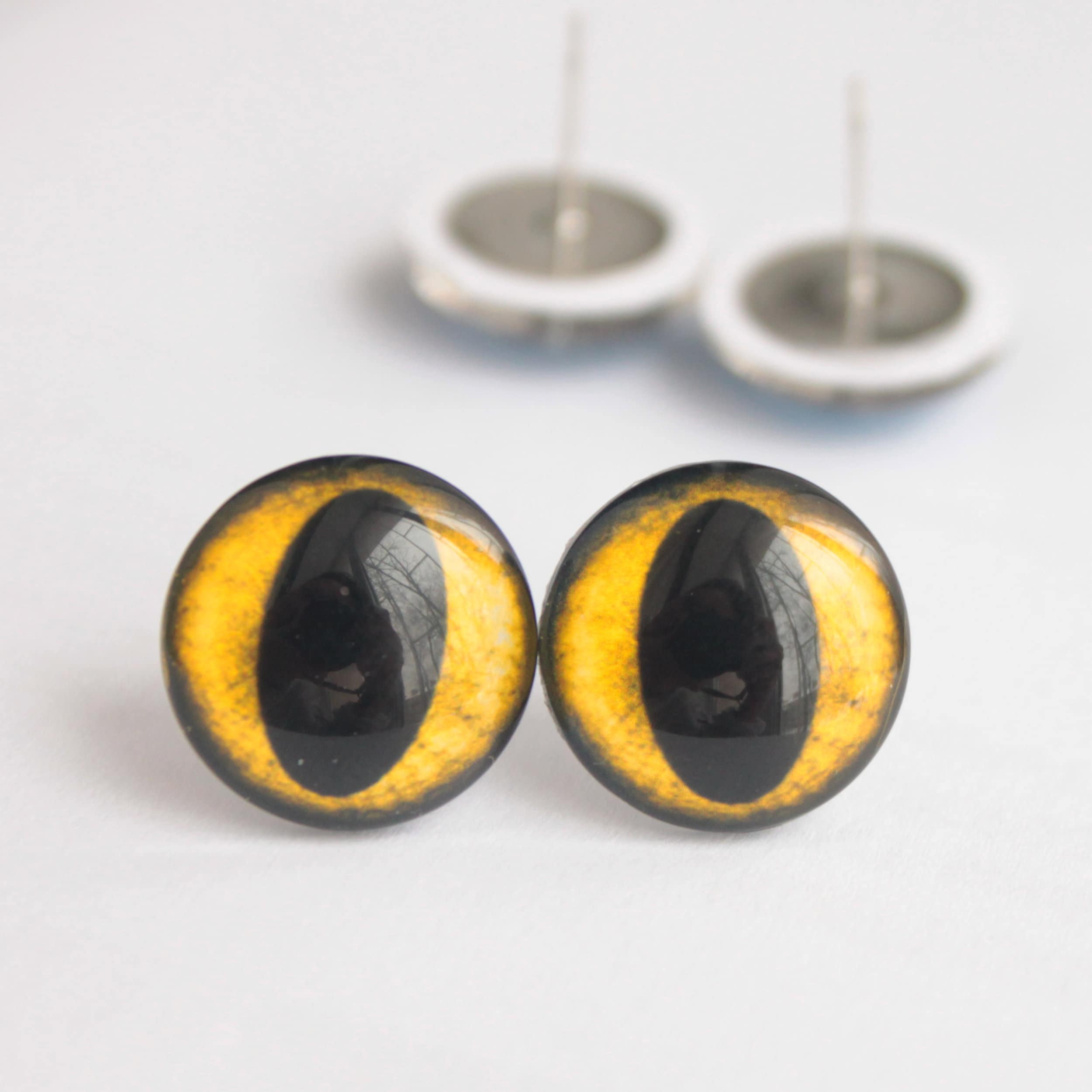 Yellow Glass Eyes for Cat Taxidermy Glass Eyes for Toy Cabochons Eyes ...