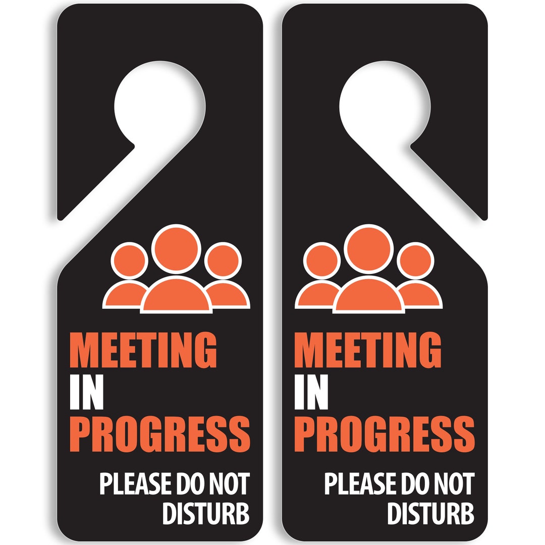 Meeting in Progress Door Sign, 2 Pack Double Sided, Do Not Disturb Door ...