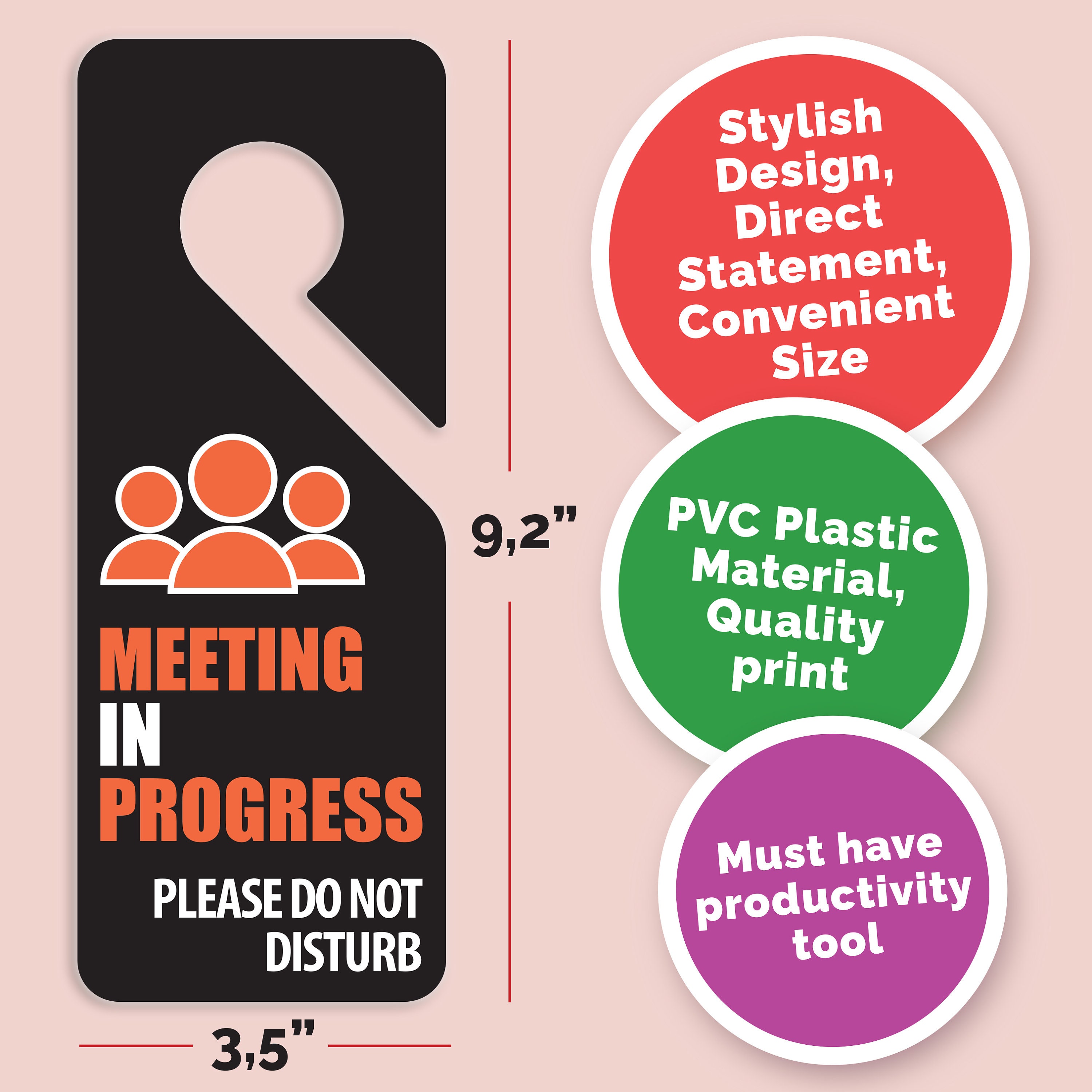 Meeting in Progress Door Sign, 2 Pack Double Sided, Do Not Disturb Door ...