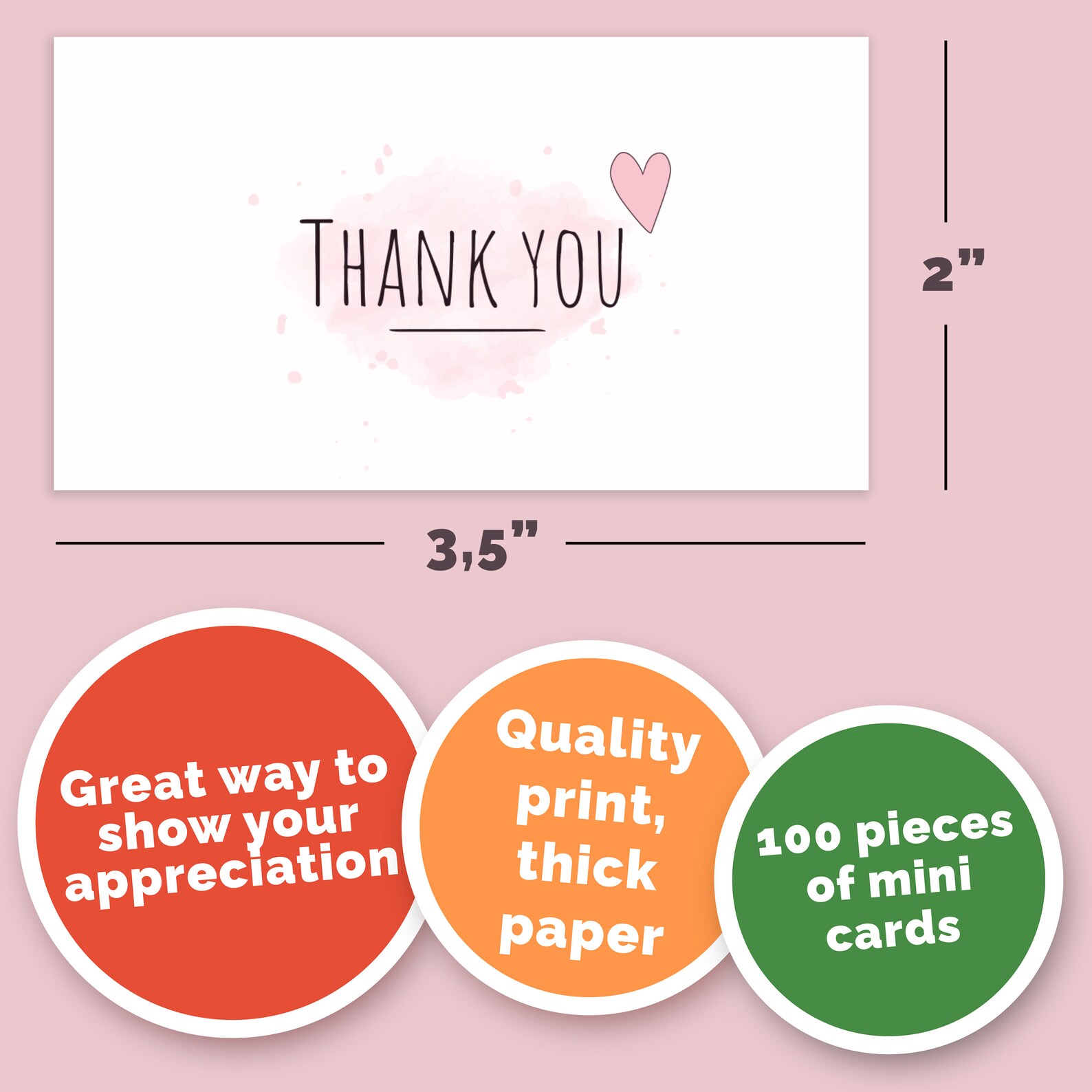 Small Thank You Cards Business Card Size (2"x3,5") Mini Thank You Note ...