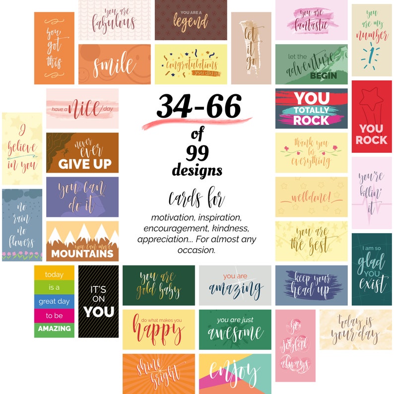 99 Pcs Unique Motivational Cards (2″ X 3.5″) Inspirational Cards ...