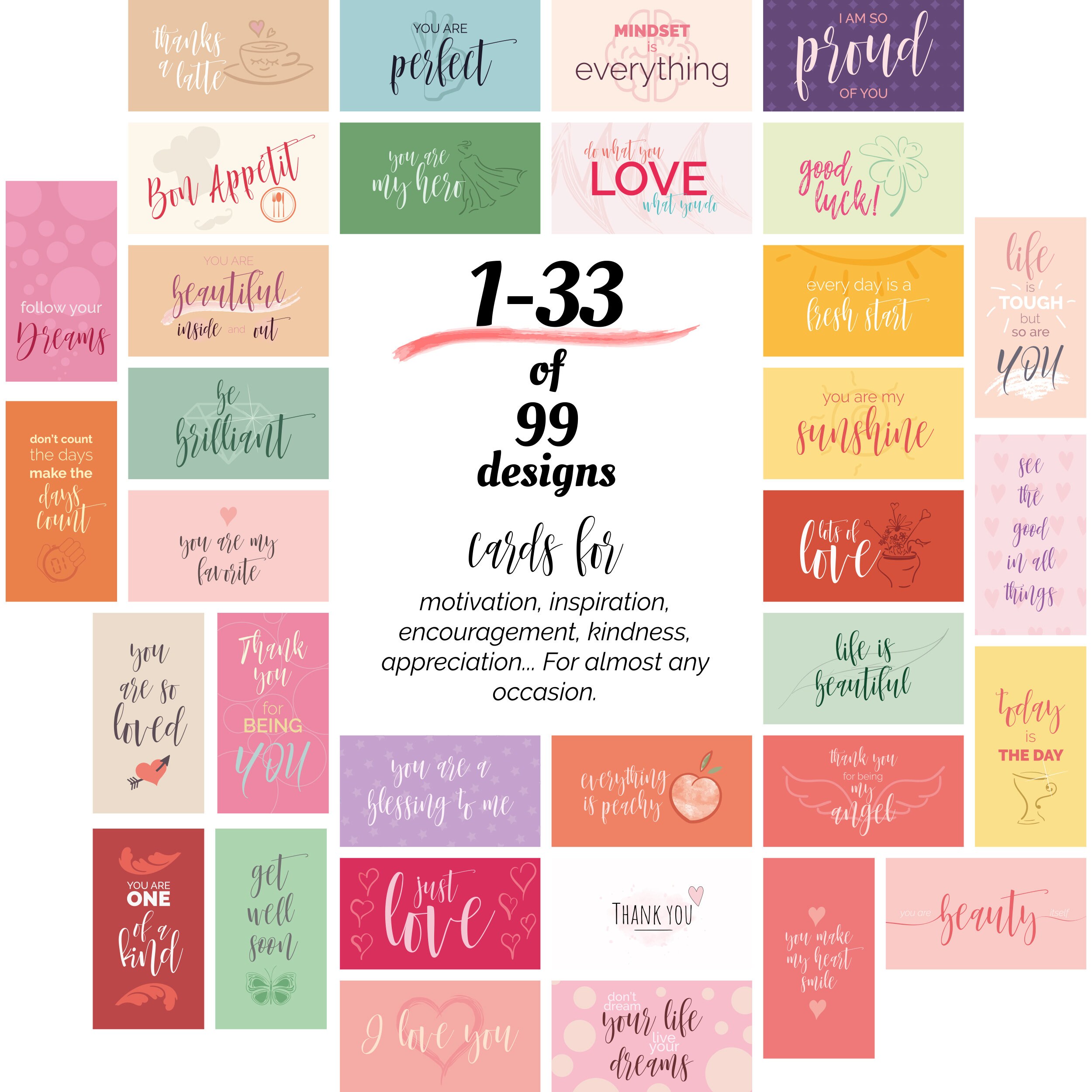 99 Pcs Unique Motivational Cards 2 X 3.5 Inspirational Cards ...