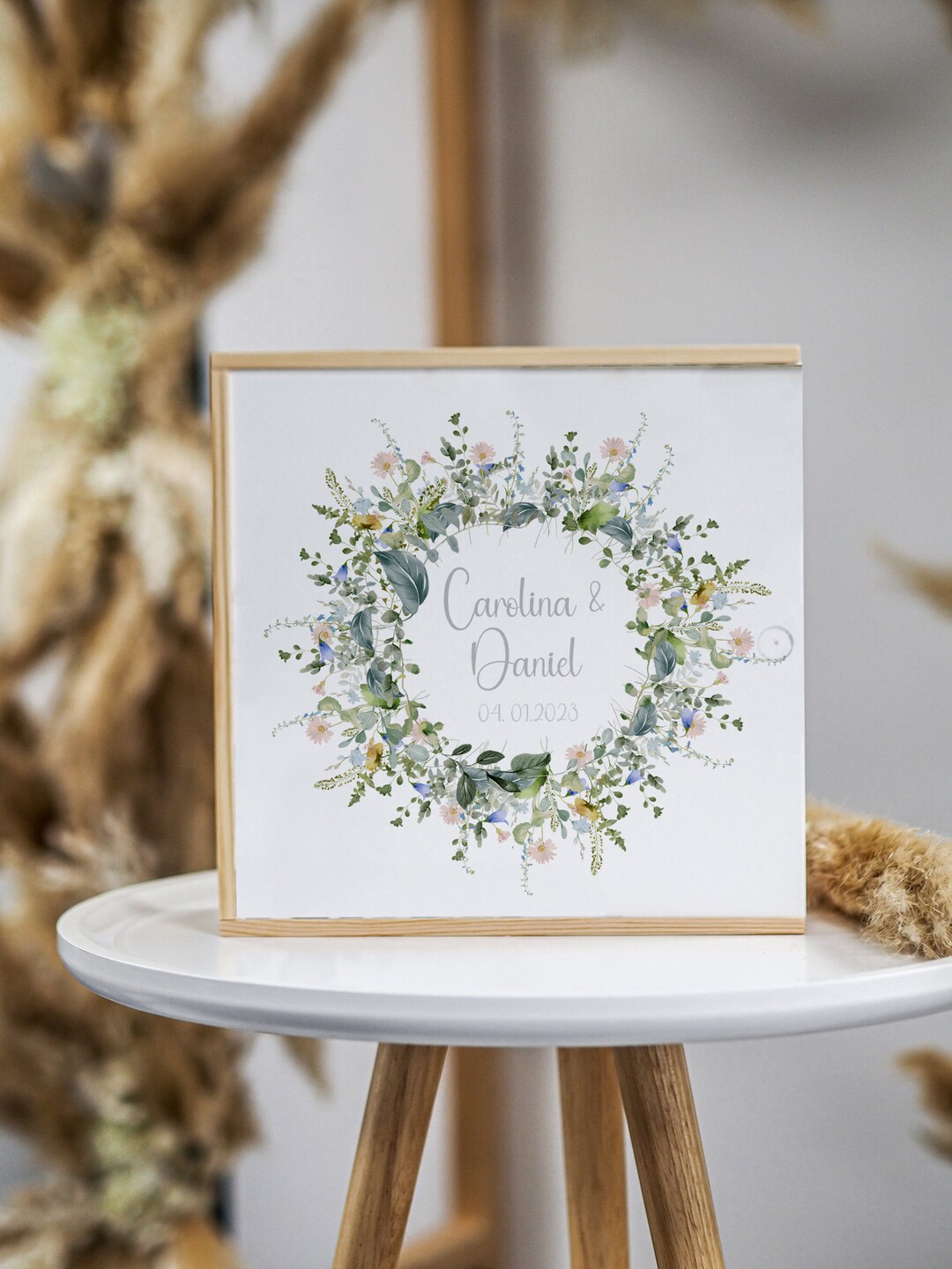 Memory Box Wedding Gift With Name Flower Wreath Personalized Memory Box ...