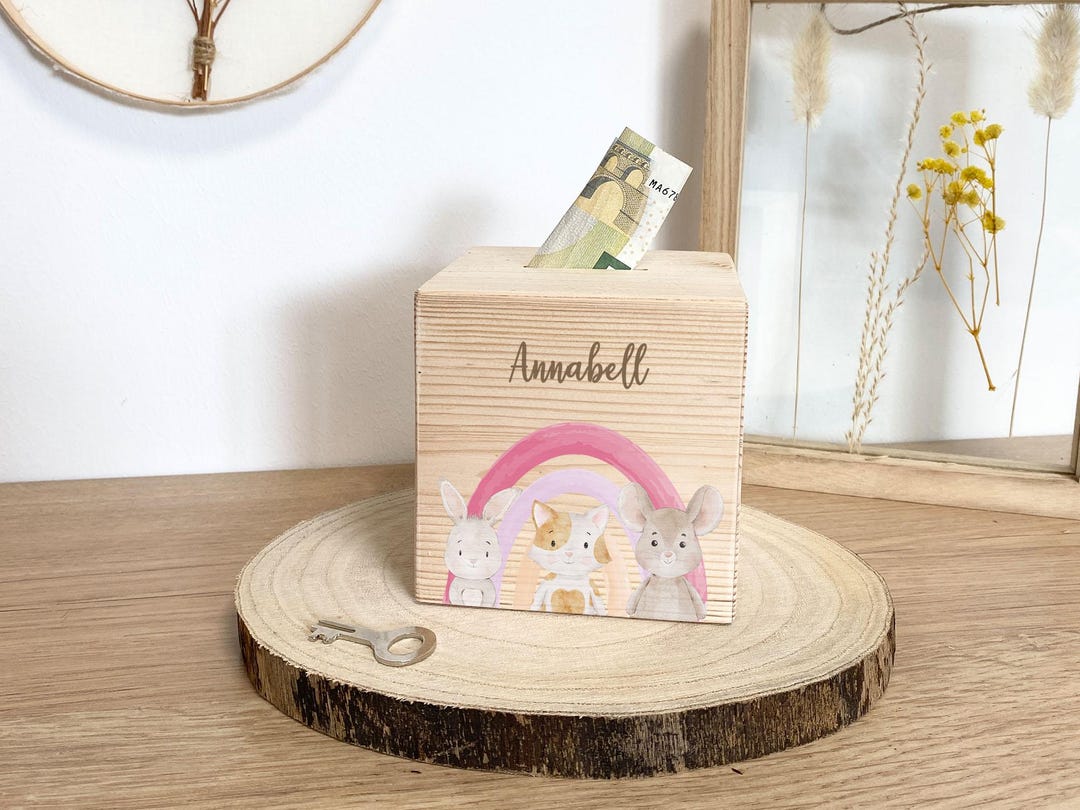 Spardose Kinder, Sparschwein, Spardose Holz, Personalisierte Spardose ,hase, Katze, Maus - Etsy
