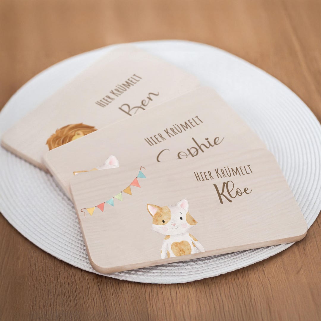Wooden Breakfast Board, Lino Cat Garland, Snack Board, Personalized ...