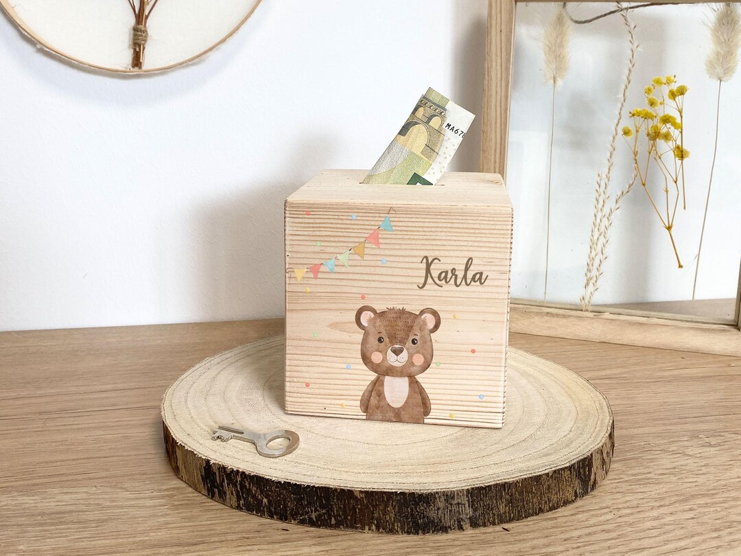 Personalisierte Spardose, Spardose Kinder, Sparschwein, Spardose Holz ...