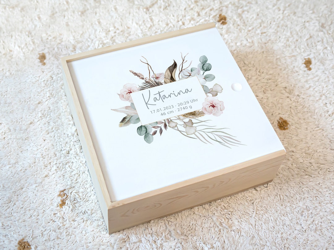 Baby Memory Box Boho Frame, Birth Memory Box, Baby Wooden Box ...
