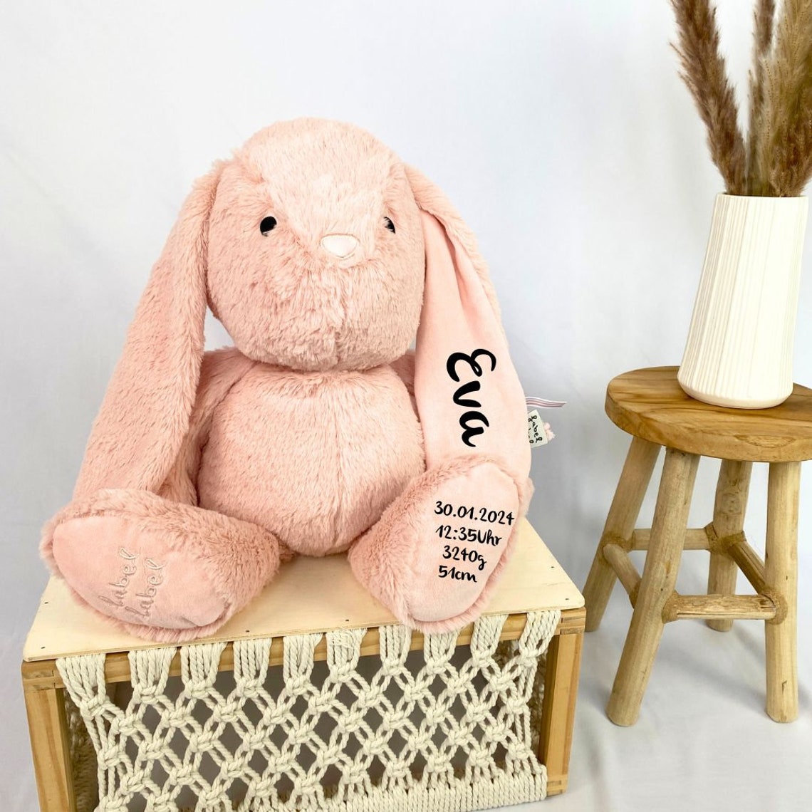 Baby Gift Birth, Stuffed Toy With Name, Personalized Cuddly Toy, Pink ...
