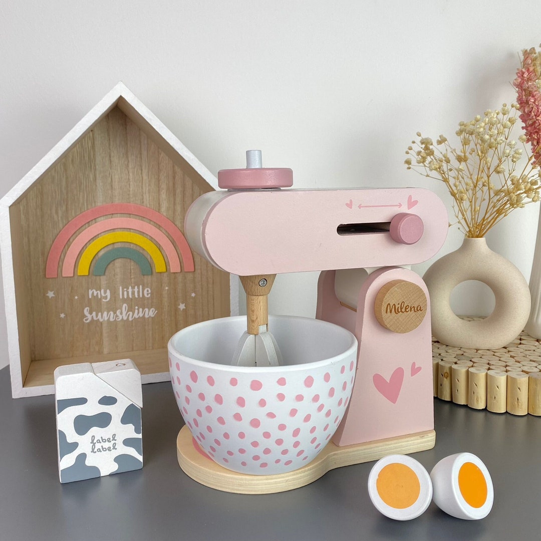 Mixer/food Processor Pink, Wooden Mixer Children, Customizable ...