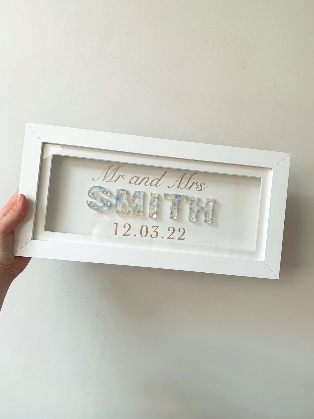 Personalised Name Frame Wedding Bouquet Preservation, Flower ...