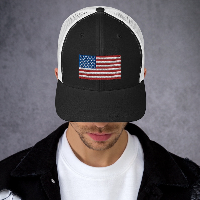 US Flag Hat American Flag Trucker USA Mesh Snapback Cap - Etsy
