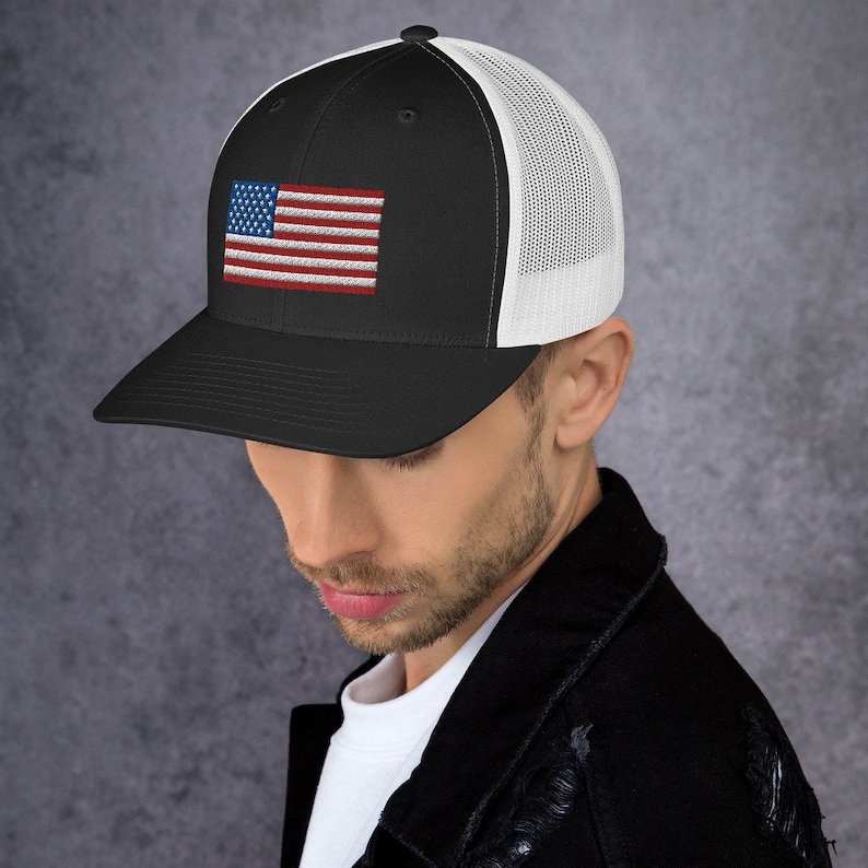 US Flag Hat American Flag Trucker USA Mesh Snapback Cap - Etsy