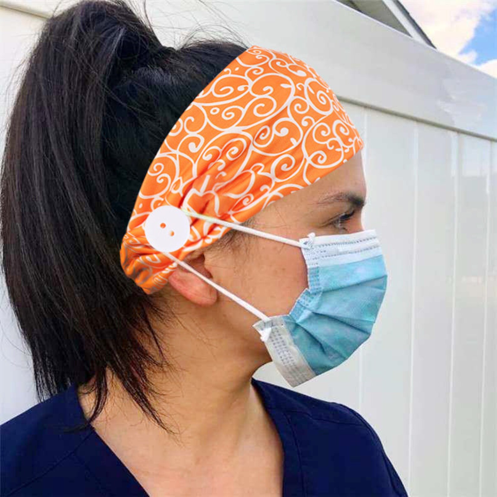 Nurse Headband With Buttons, Headband With Buttons for Mask, Headband ...