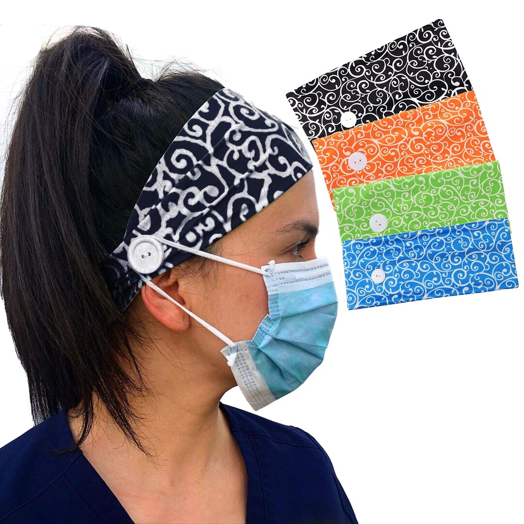Nurse Headband With Buttons, Headband With Buttons for Mask, Headband ...