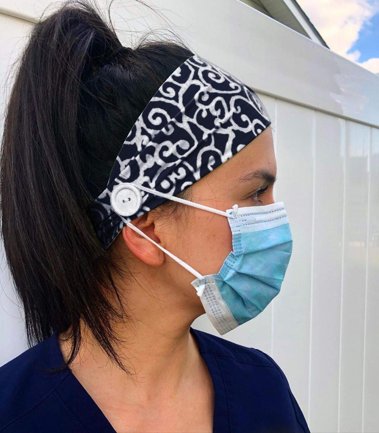 Nurse Headband With Buttons, Headband With Buttons for Mask, Headband ...