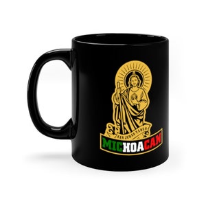 Michoacan San Judas Tadeo Black Mug, Michoacan St. Jude Mugs, Michoacan ...