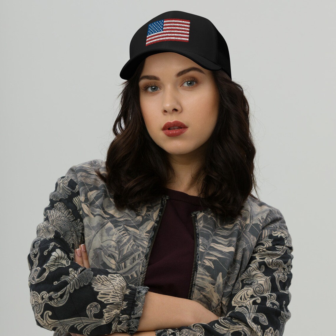 US Flag Hat American Flag Trucker USA Mesh Snapback Cap - Etsy