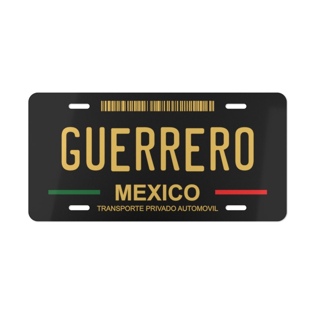Guerrero License Plate Modern Black, Mexican State Car Plate, Placas ...