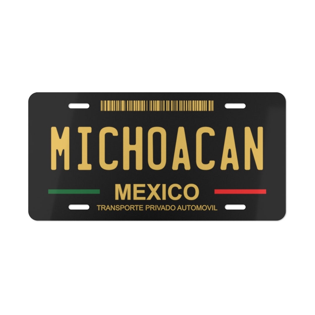 Michoacan License Plate Modern Black, Mexican State Car Plate, Placas ...