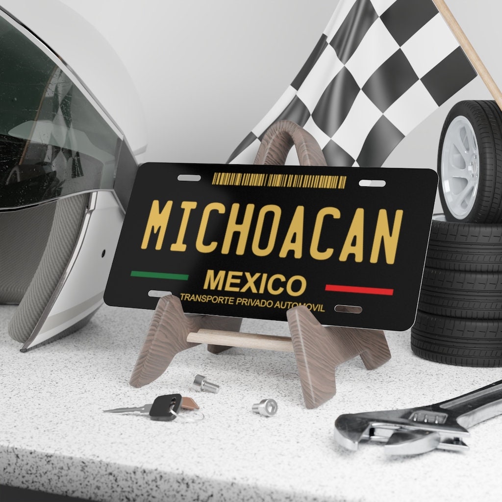 Michoacan License Plate Modern Black, Mexican State Car Plate, Placas ...