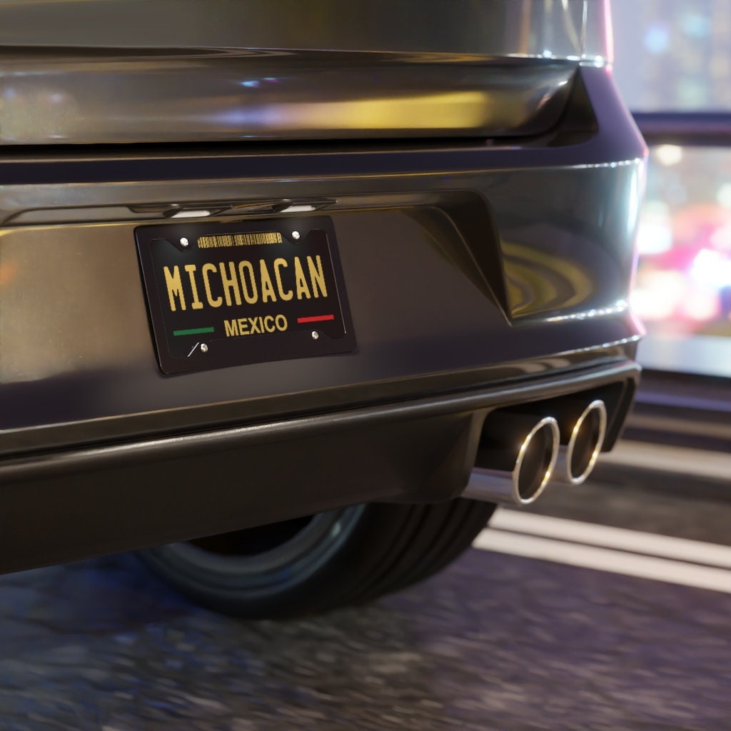 Michoacan License Plate Modern Black, Mexican State Car Plate, Placas ...