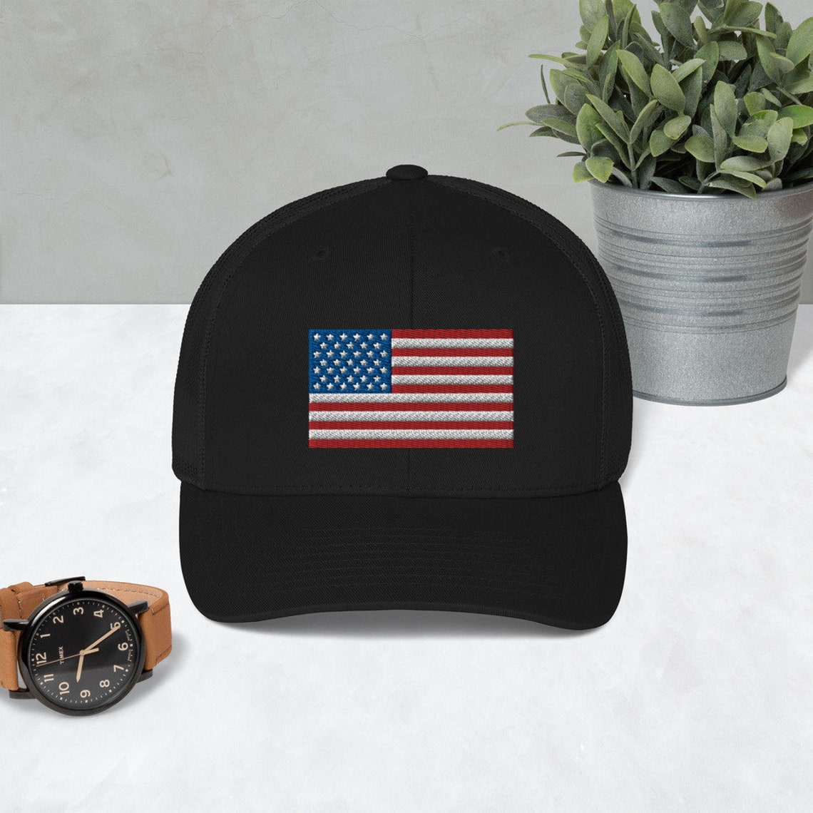 US Flag Hat American Flag Trucker USA Mesh Snapback Cap - Etsy