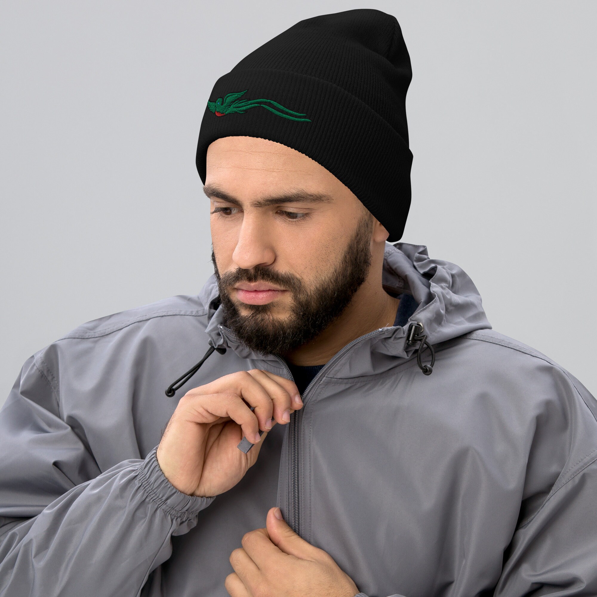 Guatemala Quetzal Embroidered Cuffed Beanie, Guatemalan Quetzal Beanie ...