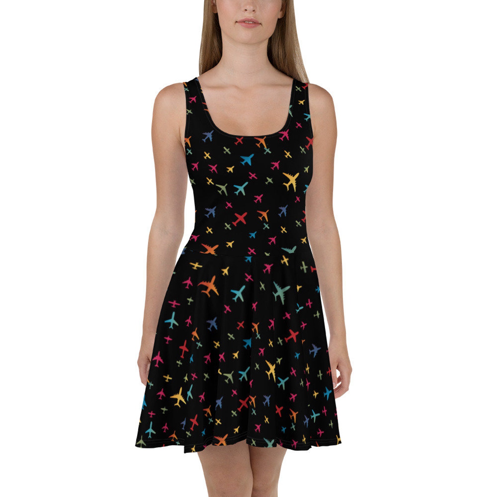 Airplane Pattern Skater Dress Airplane Print Dress Airplane - Etsy