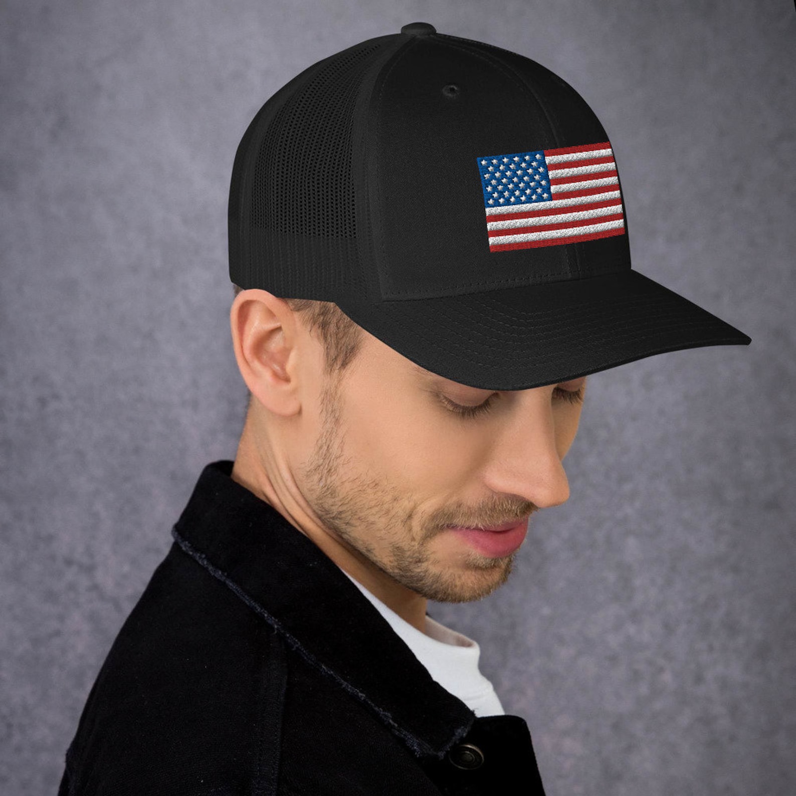 US Flag Hat American Flag Trucker USA Mesh Snapback Cap - Etsy