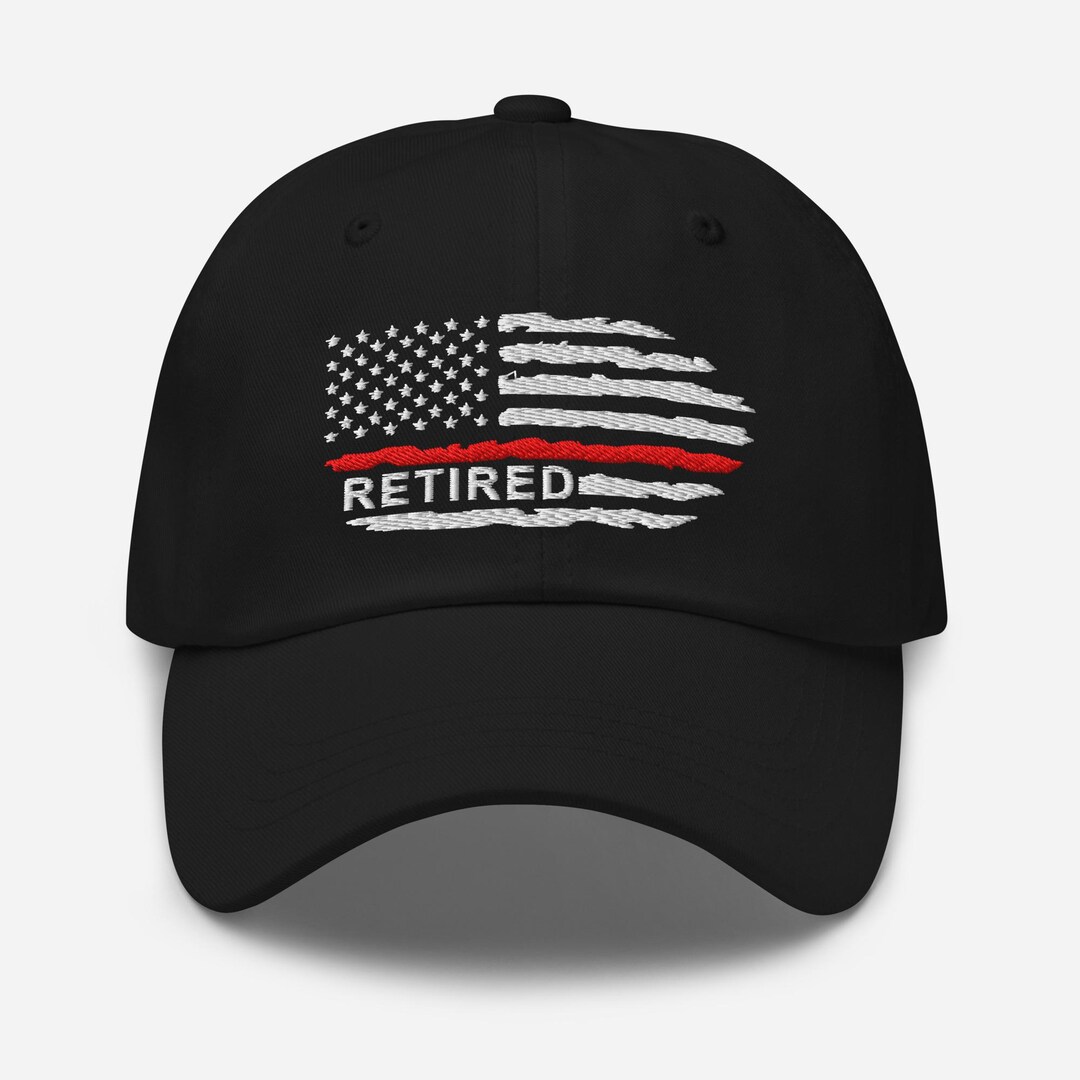 Retired Thin Red Line Firefighter American Flag Classic Baseball Dad ...