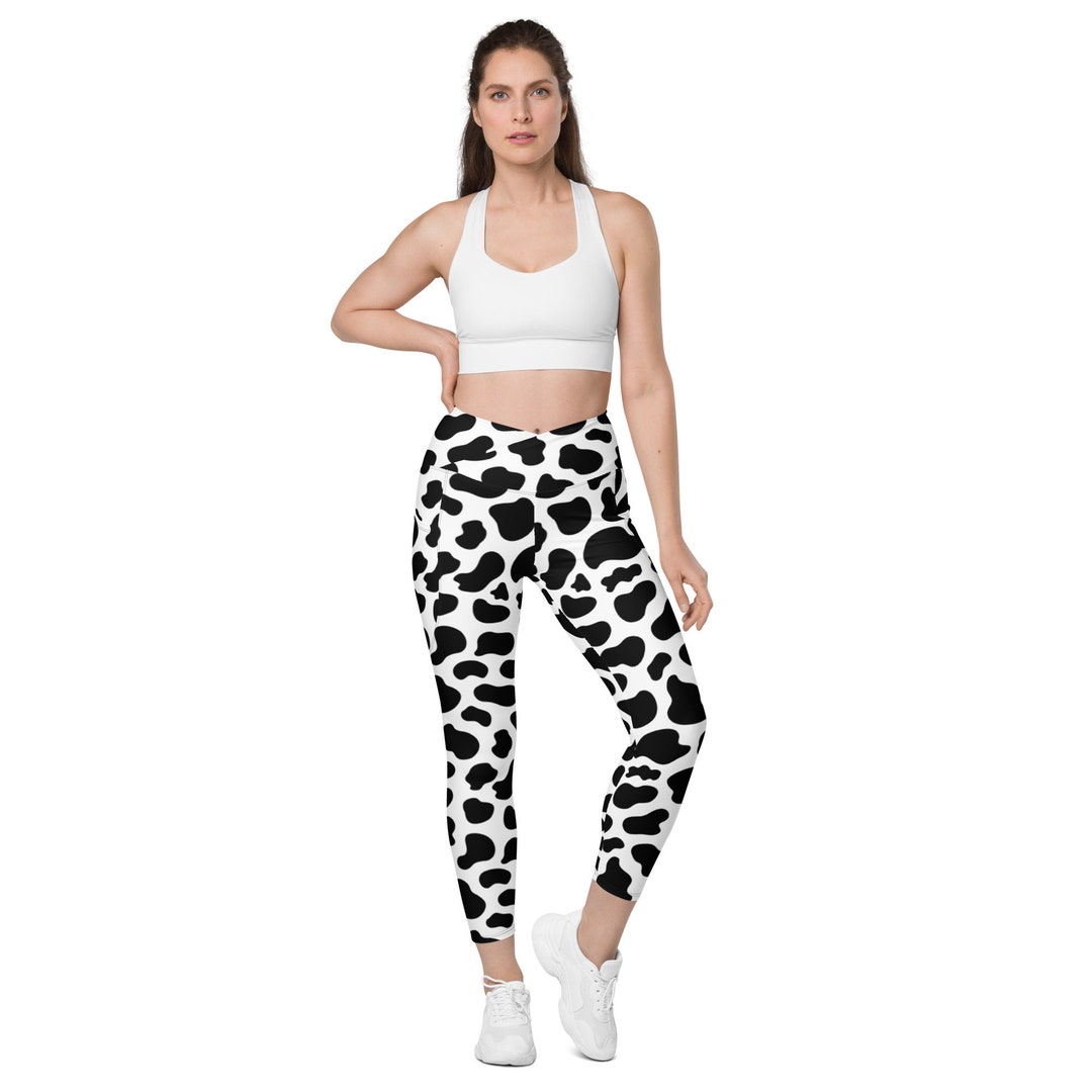 Western Cow Skin Print Crossover Leggings With Pockets - Etsy