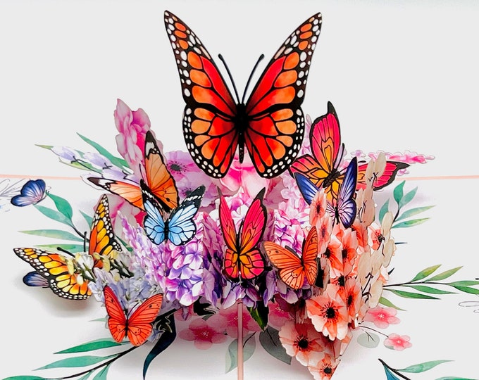3D Colorful Butterfly Pop up Greeting Card, Thank You Card, Birthday ...