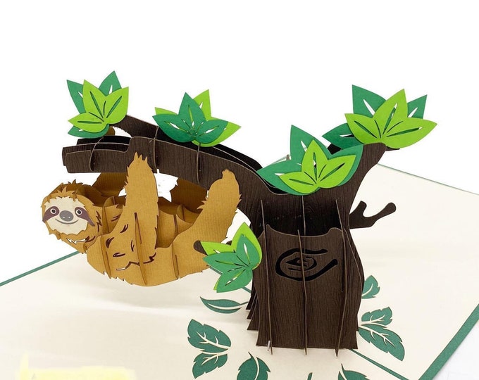 Sloth Pop up Card, 3d Sloth Birthday Pop up Card - Etsy
