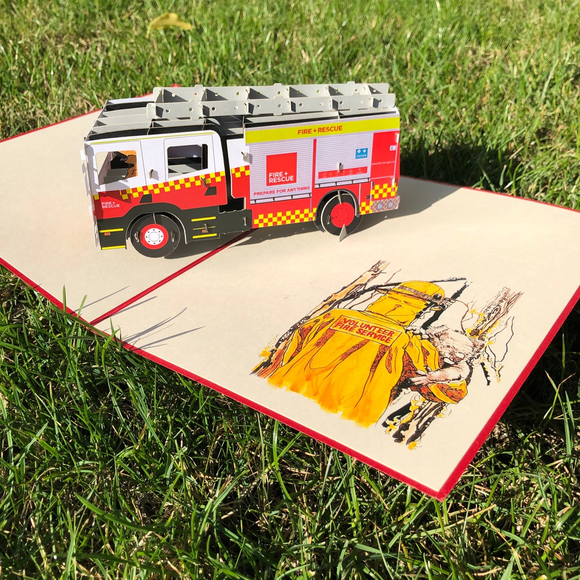 Fire Engine Pop up Card Fathers Day Pop up Card Fire Truck | Etsy