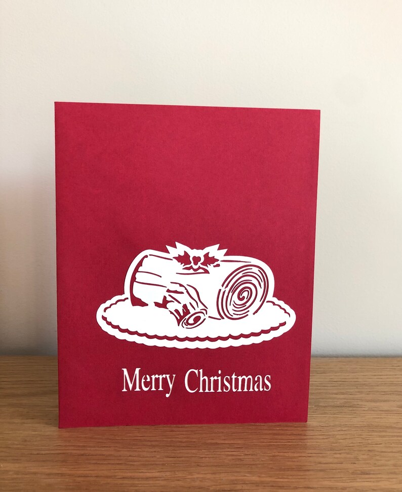 Christmas Yule Log Cake Pop up Card Christmas Card Festive | Etsy