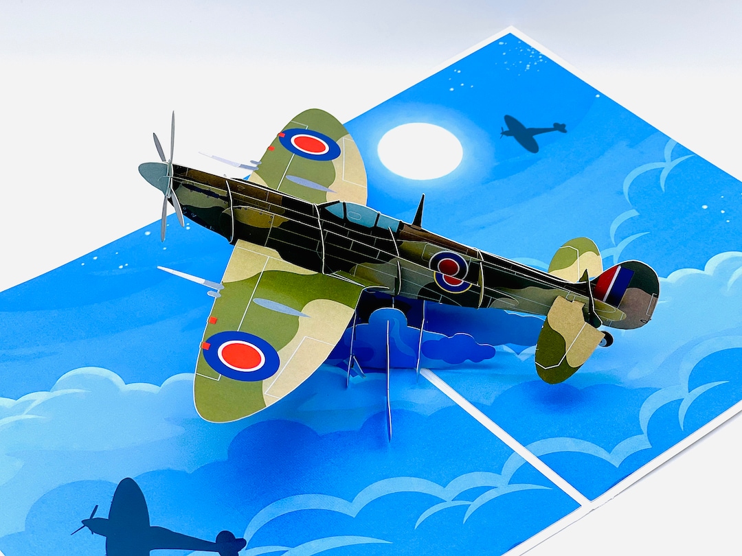 Spitfire Pop up Card, Father's Day Pop up Cards, 3D Plane Pop up Card ...